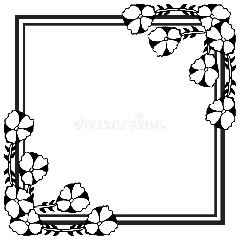 Elegant Frame, Drawing Cute Flower and Leaf, Template of Greeting Cards ...