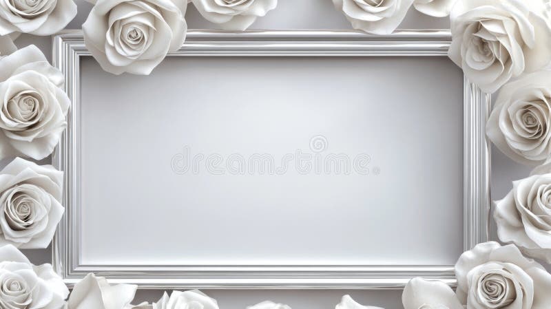 Elegant Frame with White Roses Stock Image - Image of generated, luxury ...