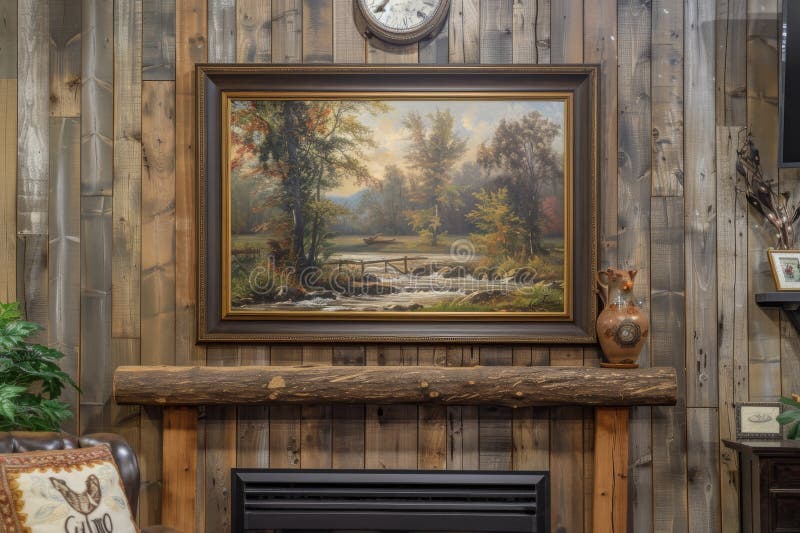 Elegant Framed Landscape Art Adding Warmth To a Rustic Home Decor ...