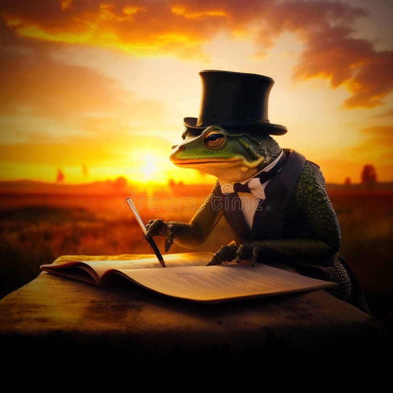 An Elegant Frog at Work.Generative AI Stock Illustration - Illustration ...