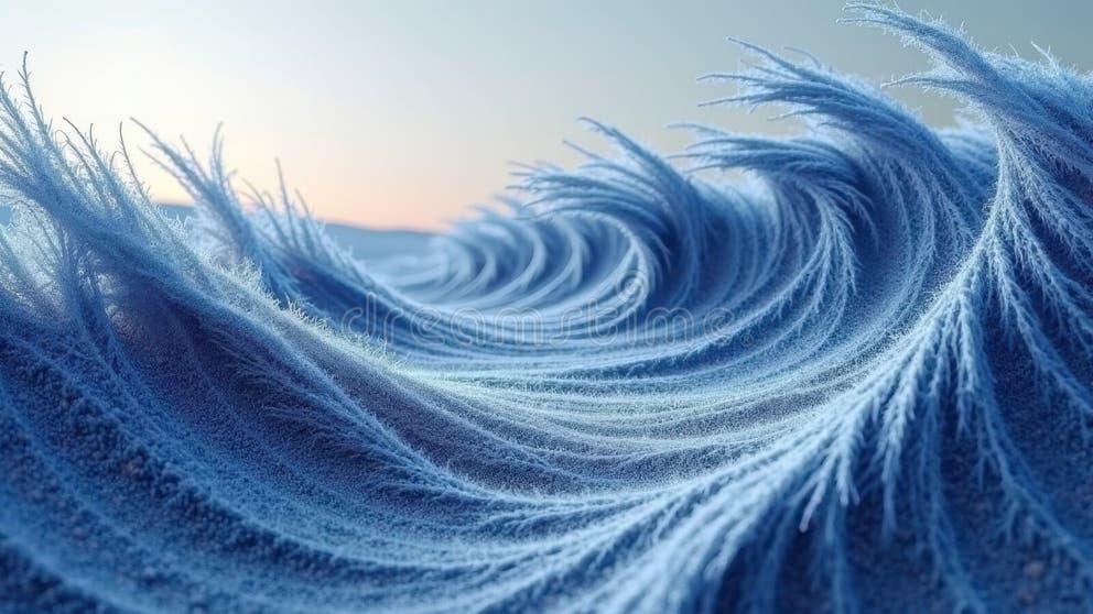 Elegant Frost Patterns Forming on Surreal Wave-like Structures at Dawn ...