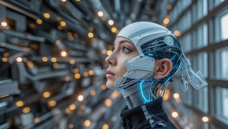 Elegant Futuristic Female Cyborg with Advanced Technology Stock ...