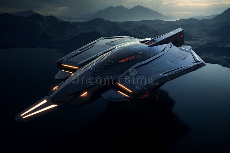 Elegant and Futuristic Starship Design with Stock Illustration ...