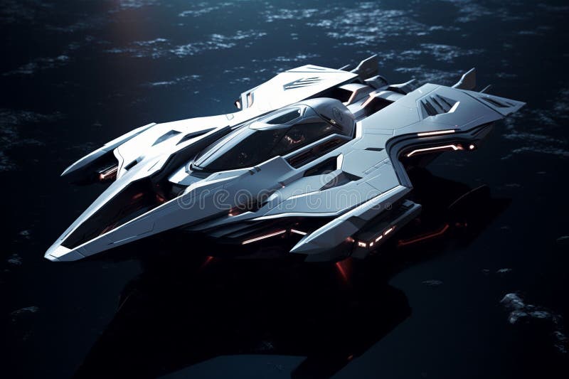 Elegant and Futuristic Starship Design with Stock Illustration ...