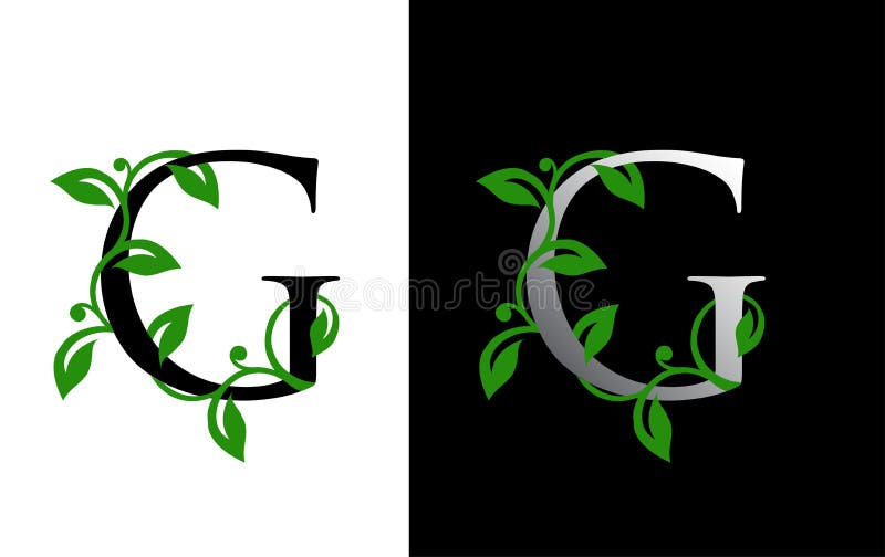 Elegant G Letter Icon with Luxury Green Leaf Logo Design Stock Vector ...