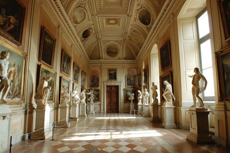 The Elegant Gallery Showcases Numerous Classical Sculptures and ...