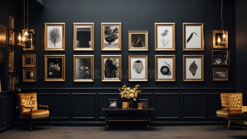 Elegant Gallery Wall Frames Stock Illustration - Illustration of space ...