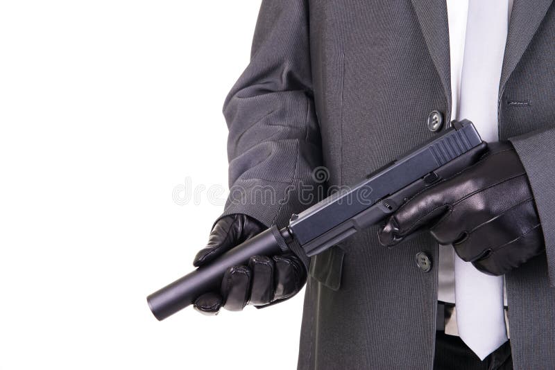 Assassin With A Silencer Handgun Stock Photo - Image of fear, military ... Assassin With A Silencer Handgun Stock Photo - Image of fear, military ...