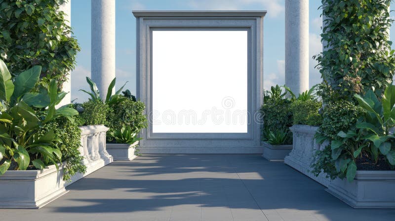 Elegant Garden Passage Leading To Blank Frame Stock Photo - Image of ...