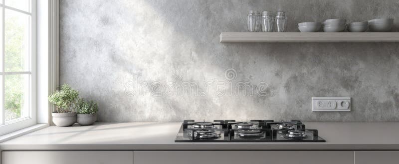 The Elegant Gas Stove in a Modern Minimalist Kitchen Interior Design AI ...