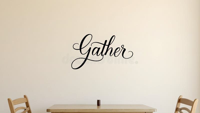 Elegant Gather Cursive Wall Decal Above Dining Table Stock Illustration ...