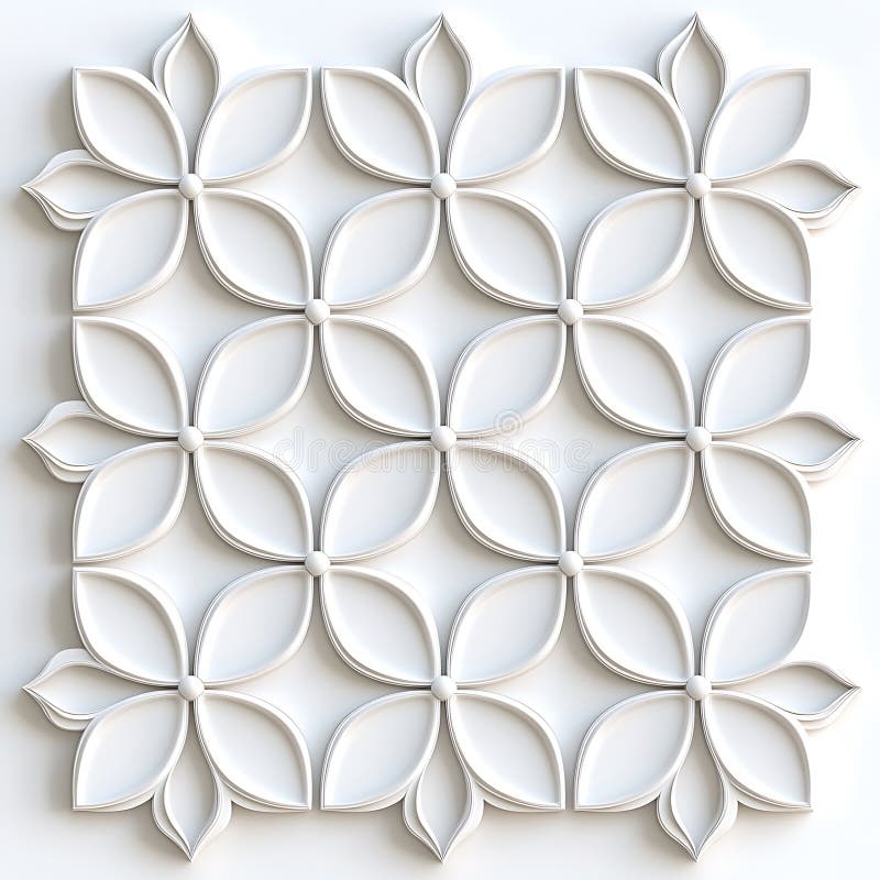 Elegant Geometric Pattern Featuring Floral Shapes in White, Creating ...