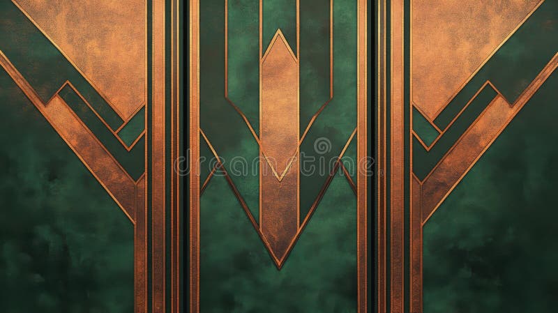 Elegant Geometric Pattern with Gold and Green Art Deco Style Design ...