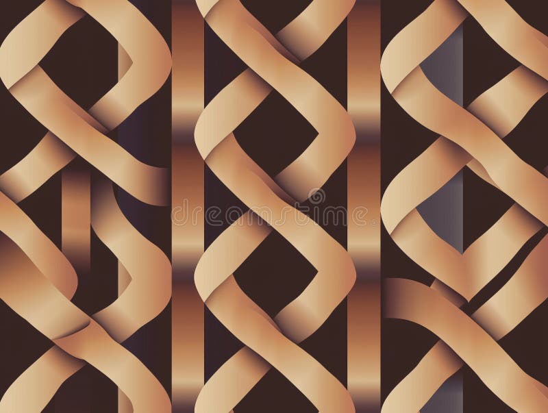 Elegant Geometric Pattern with Interwoven Golden Ribbons on Dark ...