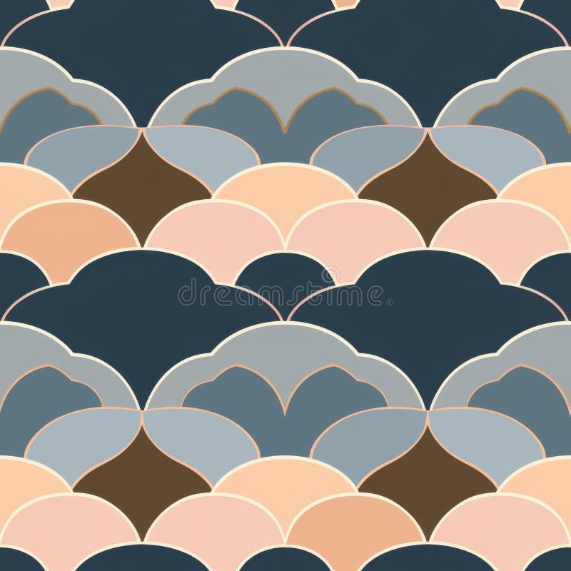 Elegant Geometric Scallop Pattern in Soft Pastel Tones Stock Photo ...