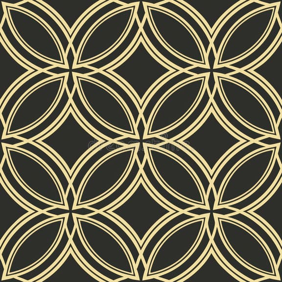 Elegant Geometric Seamless Pattern with Interlocking Gold Lines on Dark ...