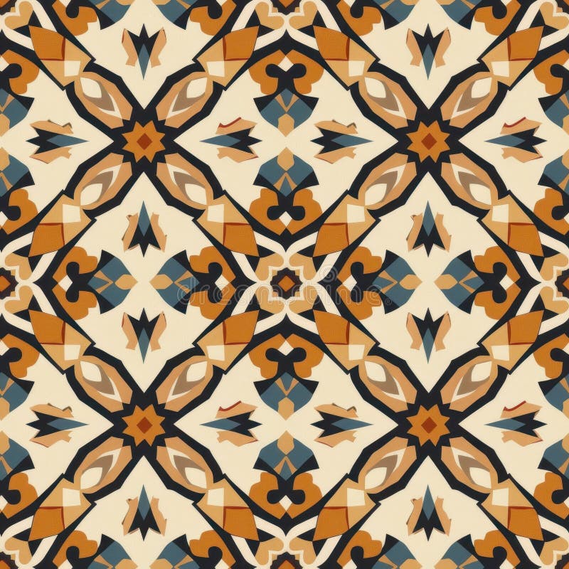 Elegant Geometric Tile Pattern with Retro Orange and Beige Tones Stock ...