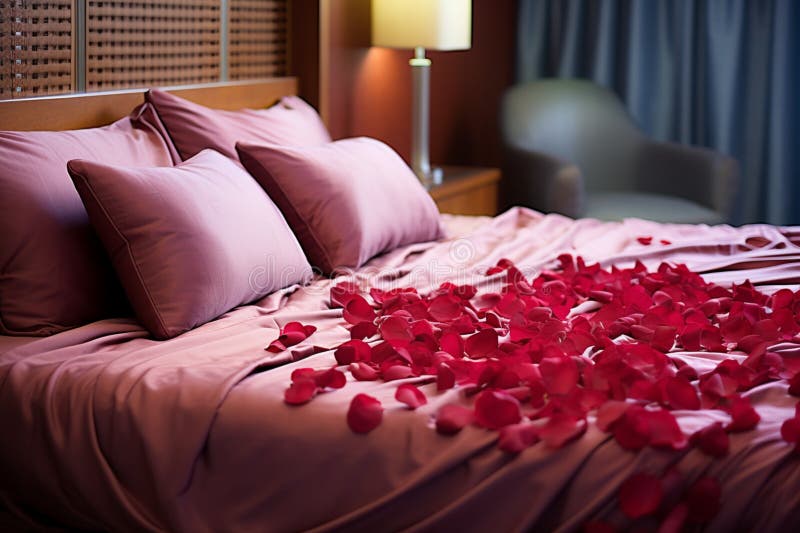 Elegant Gesture Rose Petals on the Bed Adding a Touch of Luxury and ...
