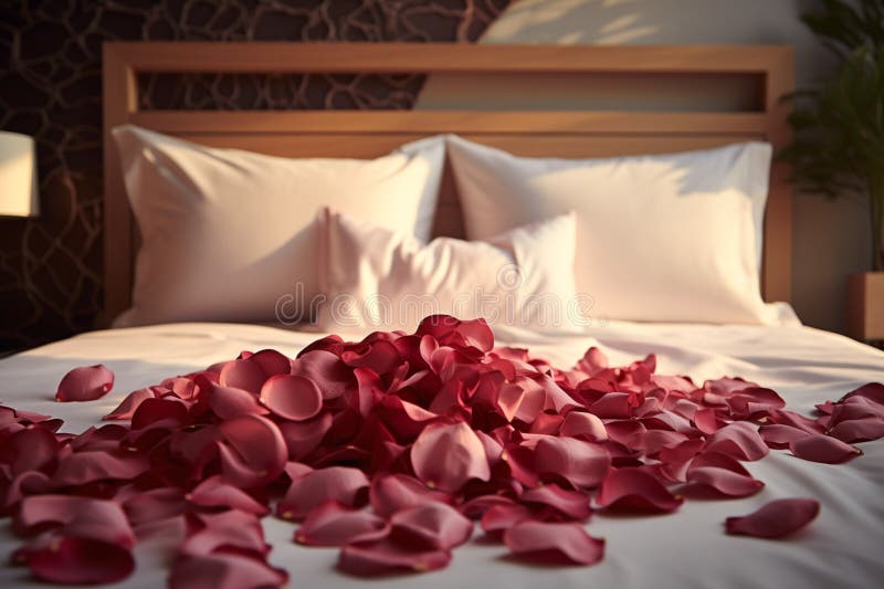 Elegant Gesture Rose Petals on the Bed Adding a Touch of Luxury and ...