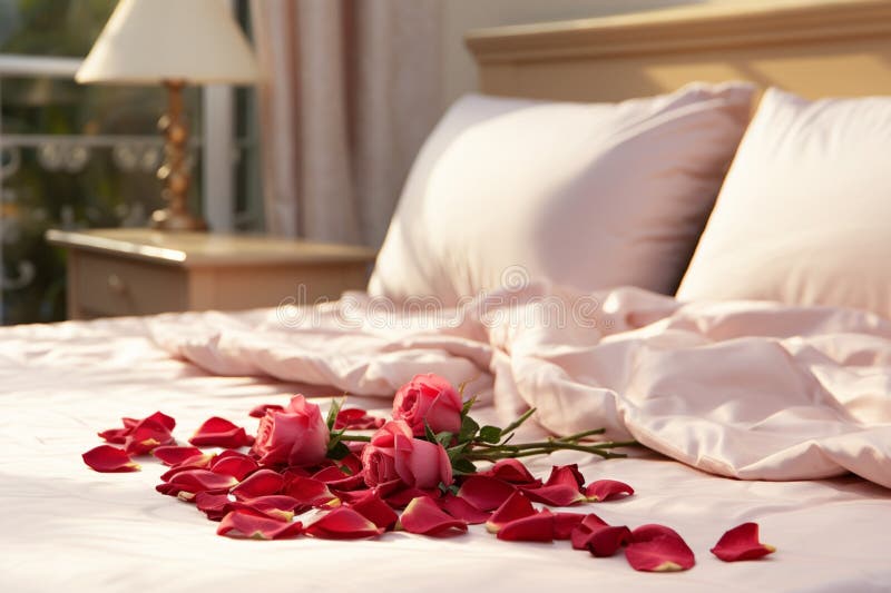 Elegant Gesture Rose Petals on the Bed Adding a Touch of Luxury and ...