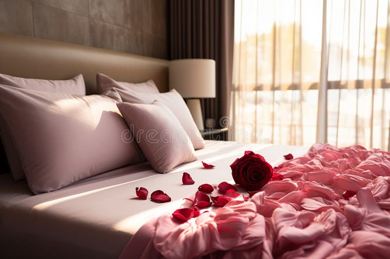 Elegant Gesture Rose Petals on the Bed Adding a Touch of Luxury and ...