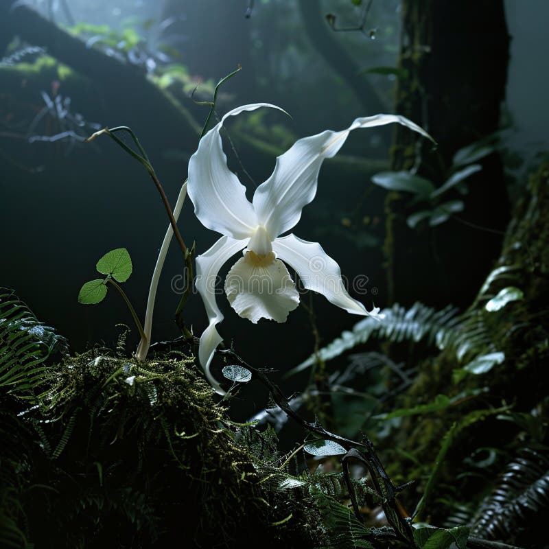Elegant Ghost Orchid in Its Natural Habitat Stock Illustration ...