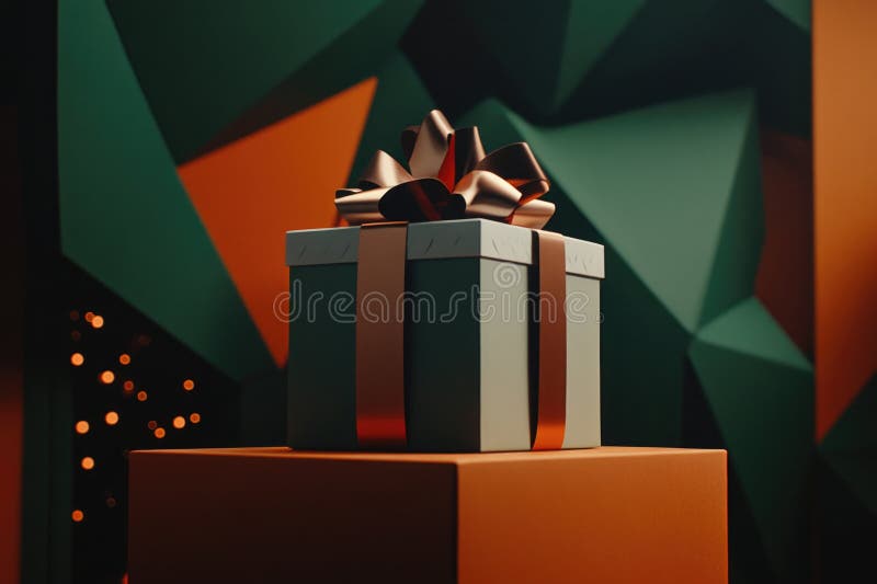 Elegant Gift Box with Ribbon on Geometric Background for Celebrations ...
