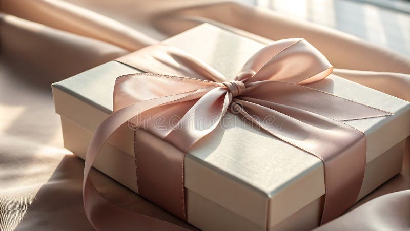 Elegant Gift Box with Satin Ribbon in Soft Light Stock Photo - Image of decoration, tasteful ...