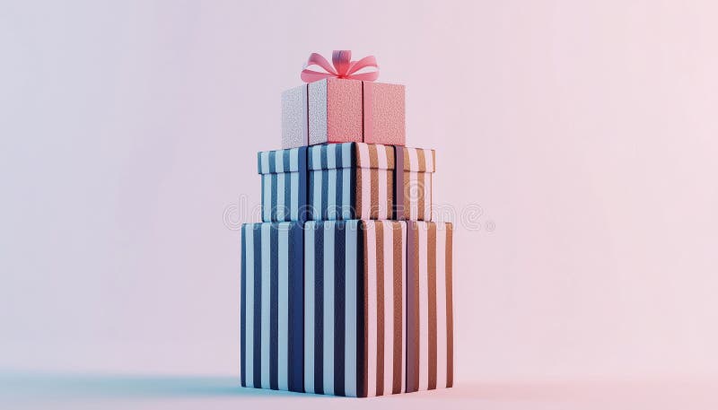 Elegant Gift Box Stack on White Background Stock Photo - Image of gift ...