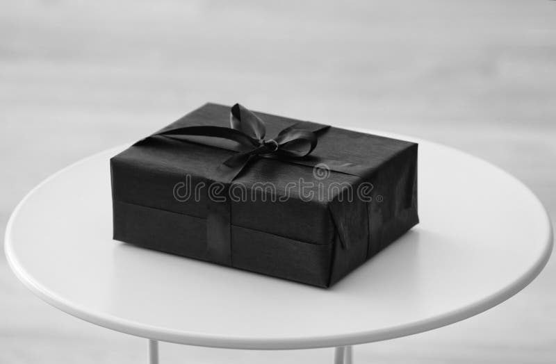 Elegant Gift Box on Table Indoors Stock Image - Image of birthday ...
