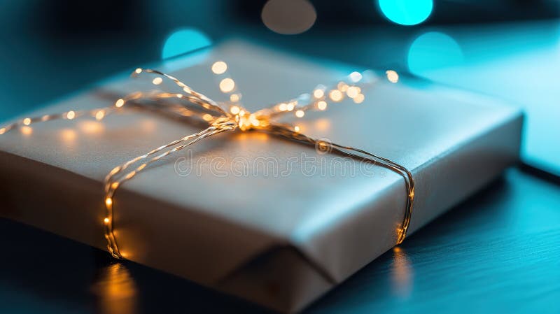 Elegant Gift Box Twinkling Lights Soft Focus Background Stock Photos ...