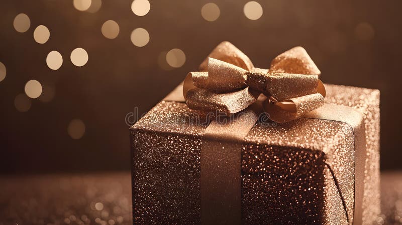 Elegant Gift Box Wrapped in Sparkling Gold Paper Stock Illustration ...