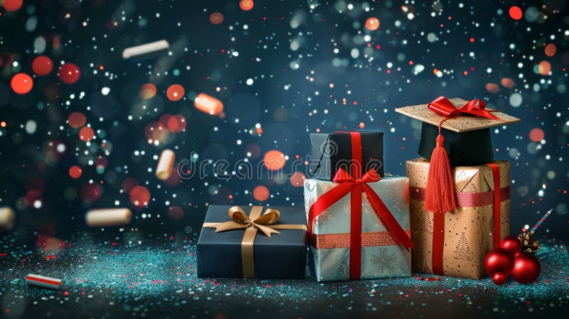 Elegant Gift Boxes with Educational Icons in a Festive Celebration of ...