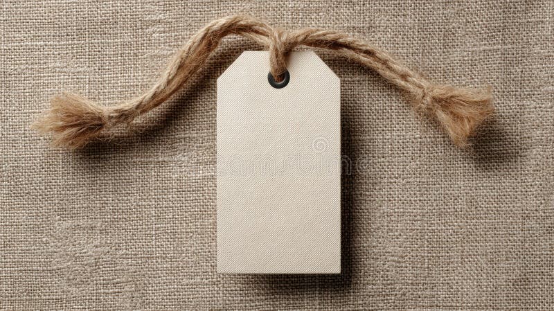 Elegant Gift Tag on Beige Fabric Background Ready for Customization in ...