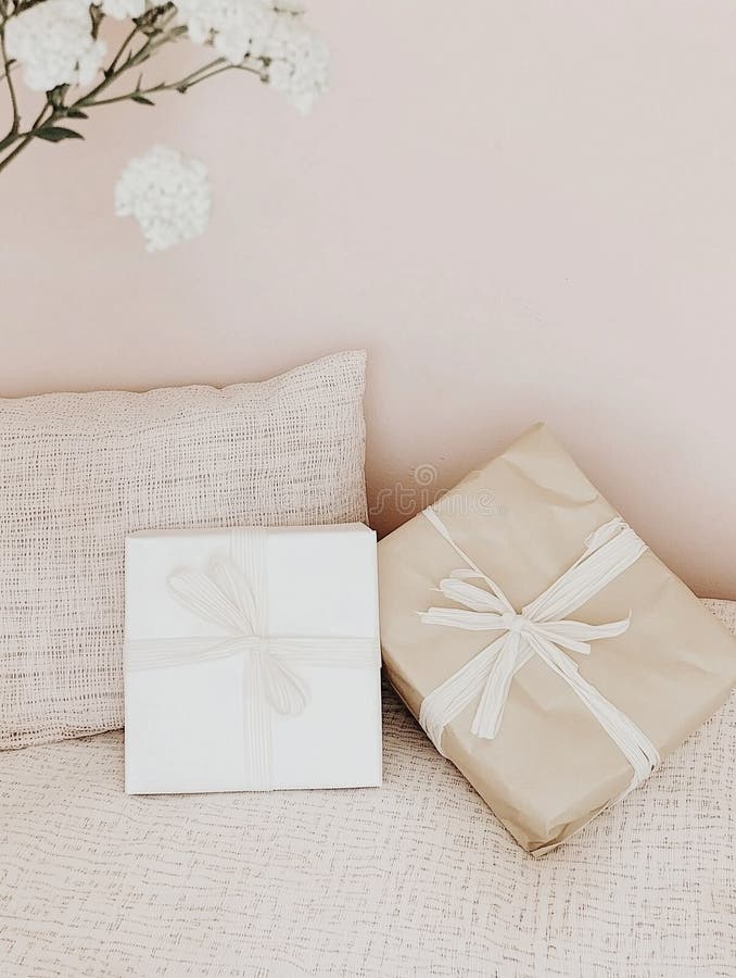 Elegant Gift-wrapping Idea with Two Beautifully Wrapped Presents on a ...