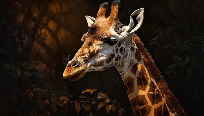 The Elegant Giraffe, with Its Spotted Fur, Standing in Savannah ...