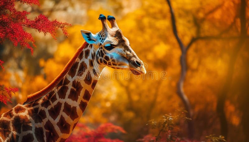 The Elegant Giraffe Stands Tall, Looking at the Camera Generated by AI ...