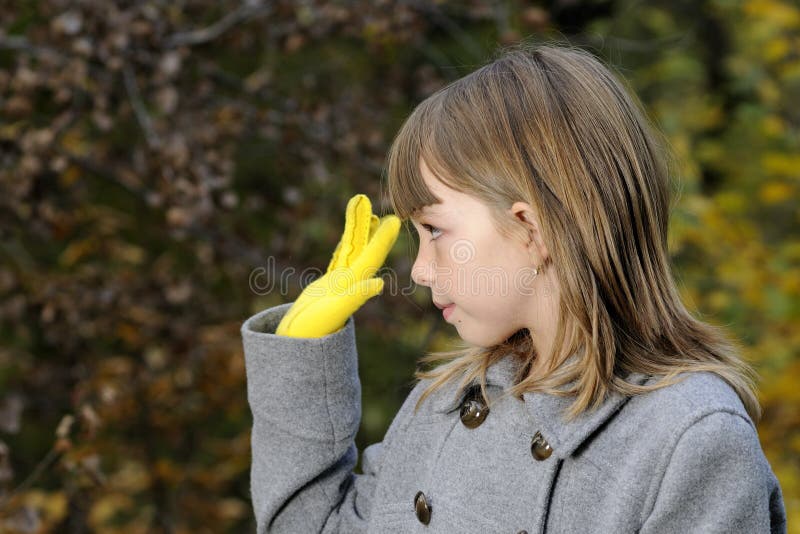 Elegant Girl Saluting in Nature Stock Photo - Image of beauty, gloves ...