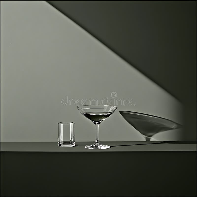 Elegant Glass Arrangement with Interplay of Light and Shadows in Studio ...
