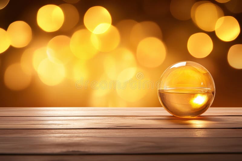 An Elegant Glass Ball Positioned on a Table Reflecting Light and ...