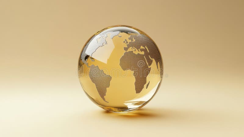 Elegant Glass Globe of Planet Earth with Engraved Continents on a ...