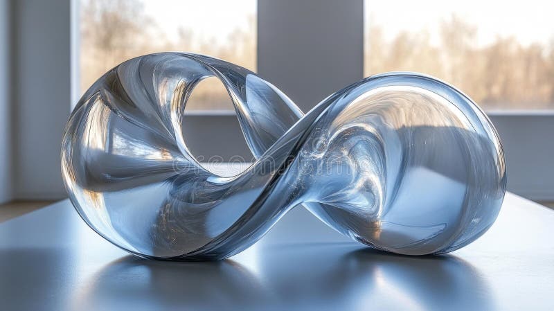 Elegant Glass Infinity Sculpture with Reflective Surfaces Stock ...