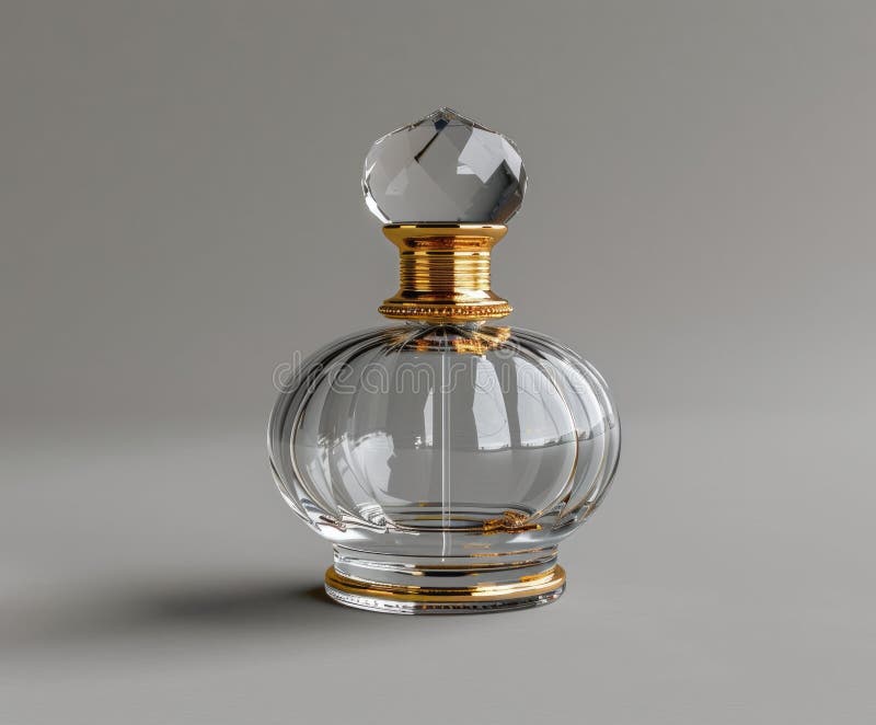 Elegant Glass Perfume Bottle with Gold Cap Stock Illustration ...