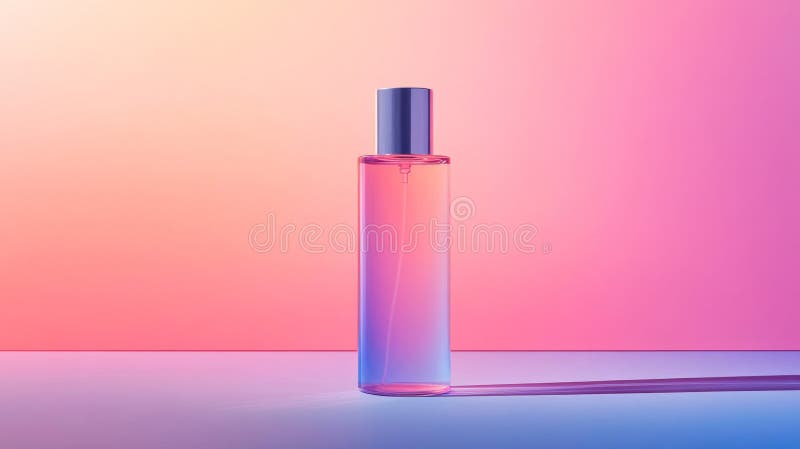 Elegant Glass Perfume Bottle with Purple and Pink Gradient Background ...
