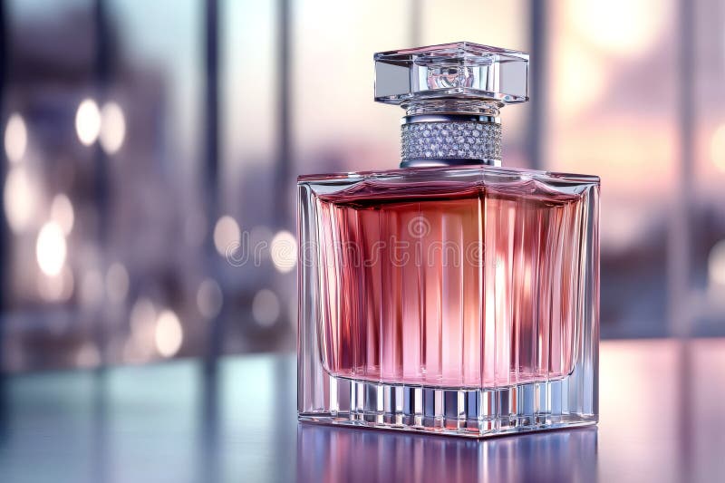 Elegant Glass Perfume Bottle with Sparkling Cap Stock Illustration ...