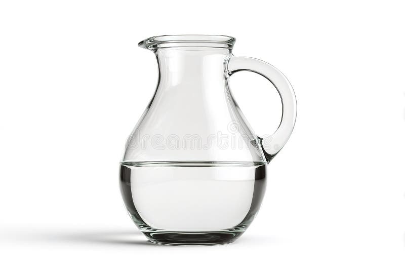 Elegant Glass Pitcher Filled with Clear Water Sitting on a Plain ...