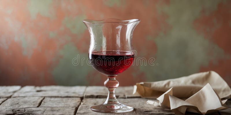 Elegant Glass of Red Wine Showcasing Rich Deep Color in a Rustic ...