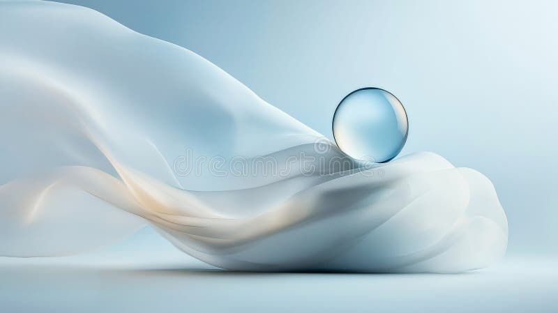 Elegant Glass Sphere on Draped Silk Fabric with Soft Light Reflection ...