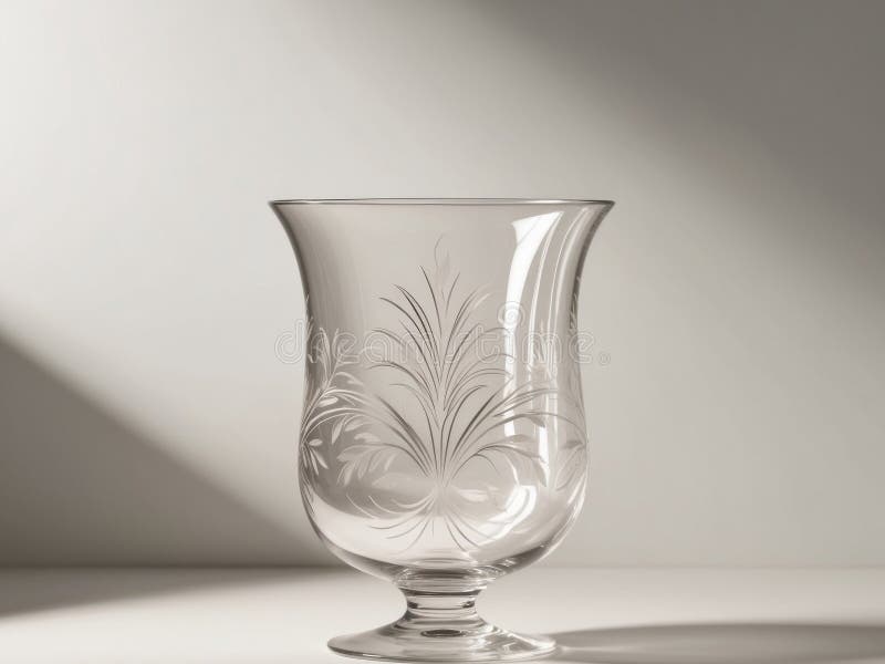 Elegant Glass Vase with Etched Floral Design. Stock Photo - Image of ...