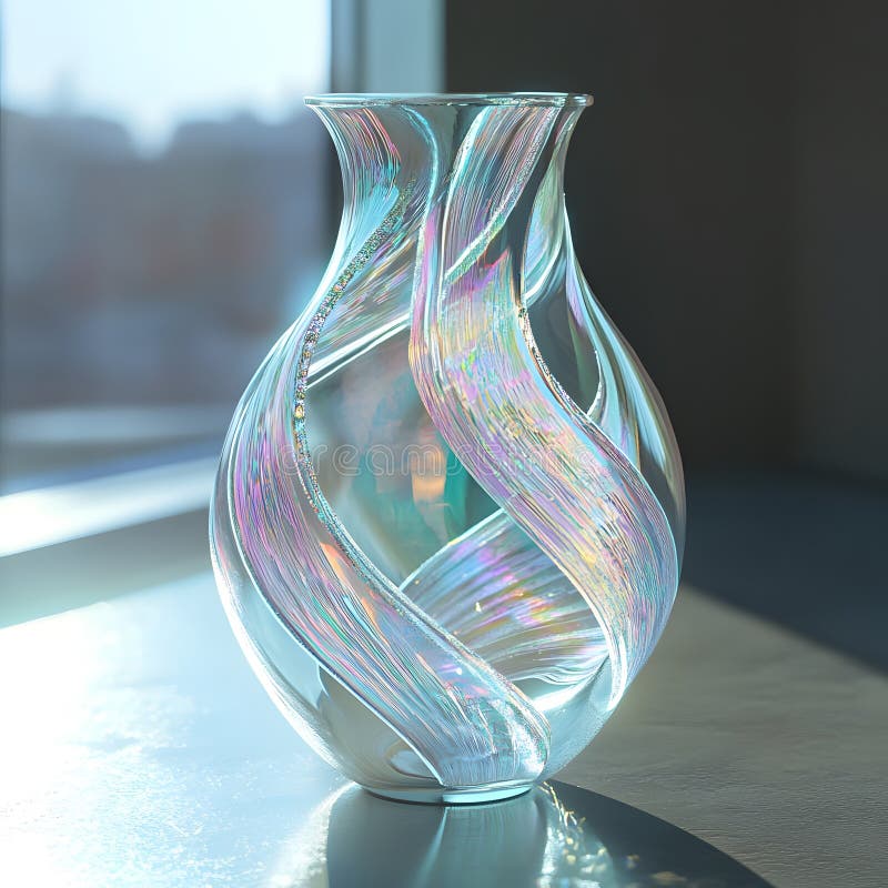 Elegant Glass Vase with Swirling Patterns, Soft Light Backdrop Stock ...